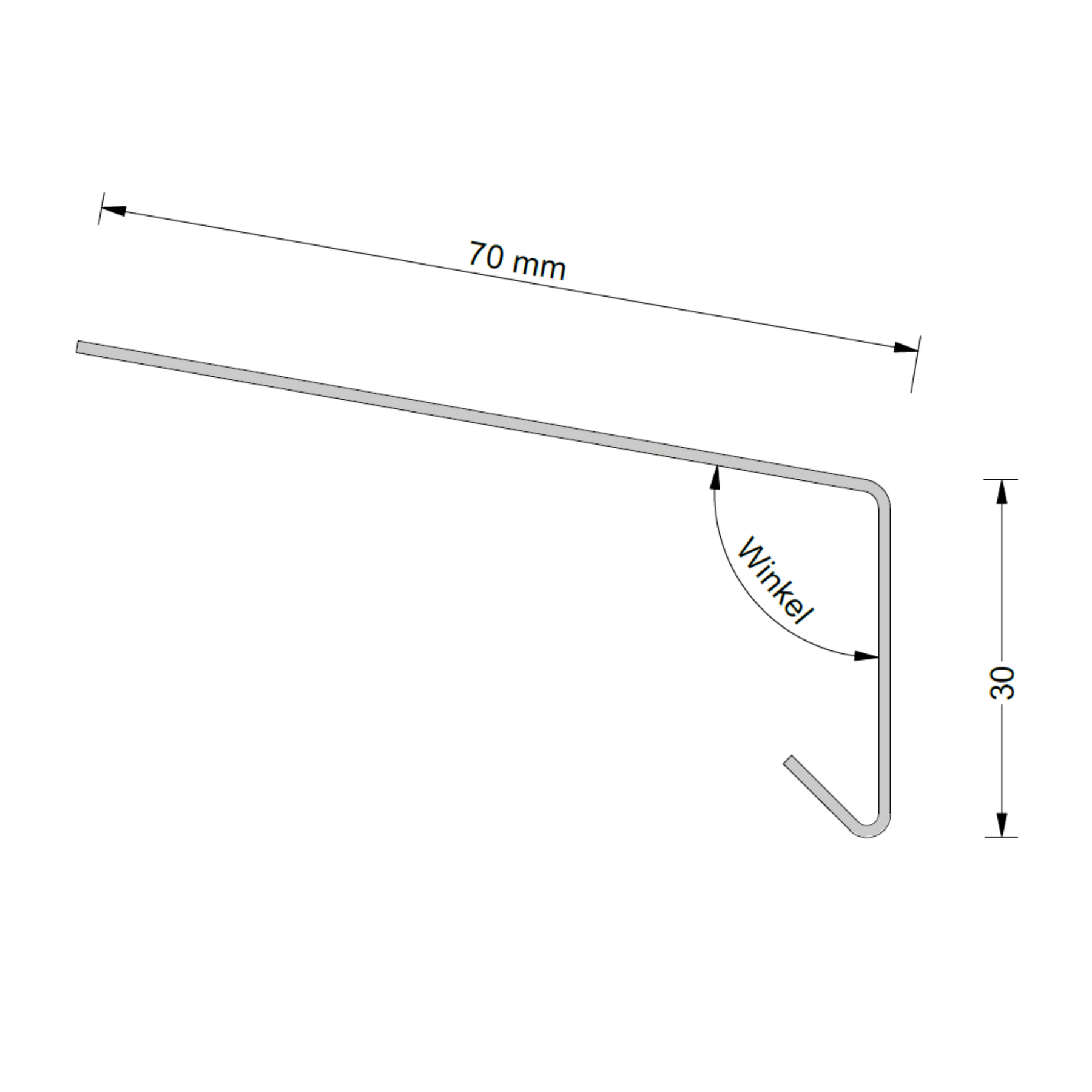 Tropfblech / Traufblech aus Alu 0.8mm - Länge 2000mm / 2m
